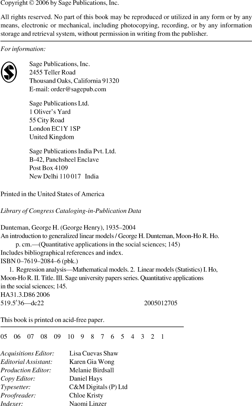 Sage Research Methods An Introduction To Generalized Linear Models