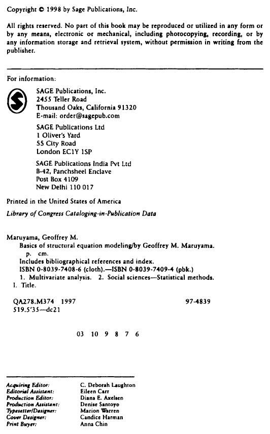 Sage Research Methods - Basics of Structural Equation Modeling