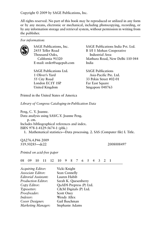 Sage Research Methods - Data Analysis Using SAS®