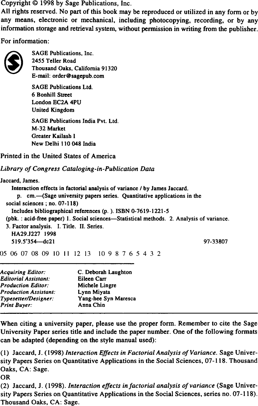 Sage Research Methods - Interaction Effects in Factorial Analysis of ...