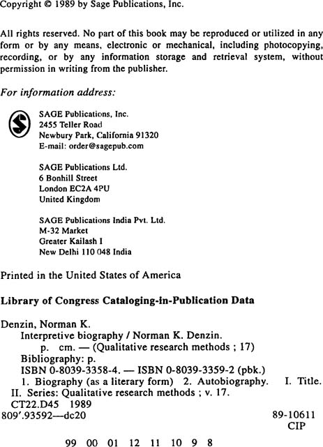 Sage Research Methods - Interpretive Biography