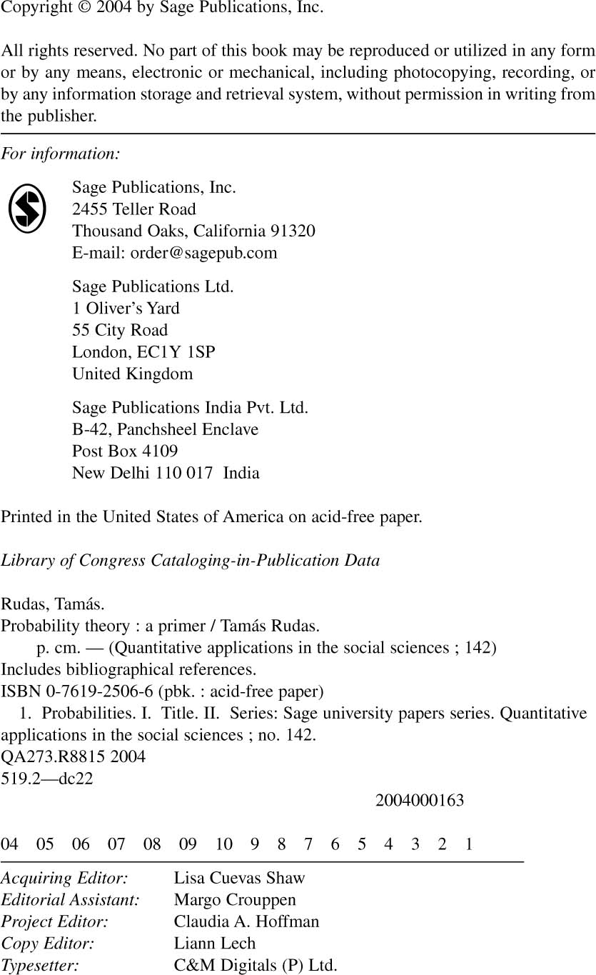 Sage Research Methods - Probability Theory
