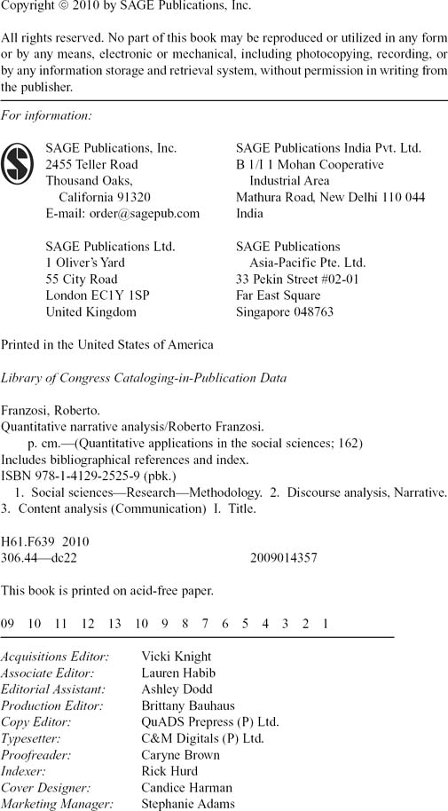 Sage Research Methods - Quantitative Narrative Analysis