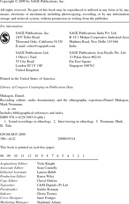 Sage Research Methods - Recording Culture: Audio Documentary and the Ethnographic Experience