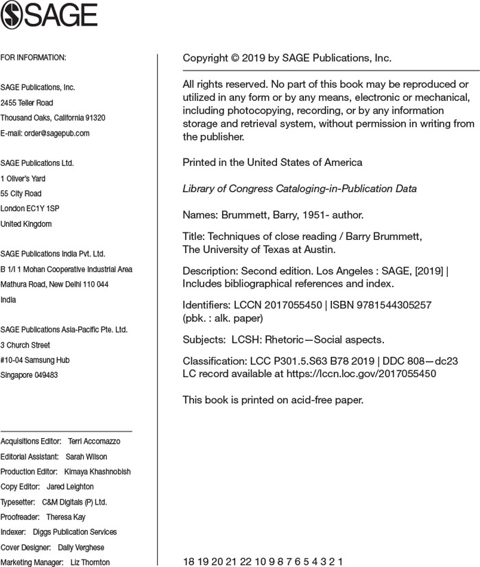 Sage Research Methods - Techniques of Close Reading
