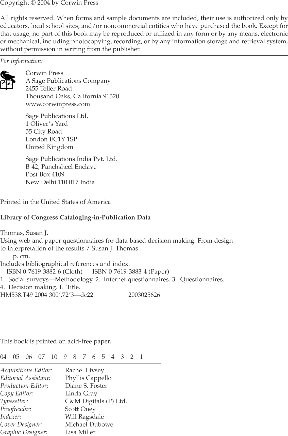 Sage Research Methods - Using Web and Paper Questionnaires for Data-Based Decision Making